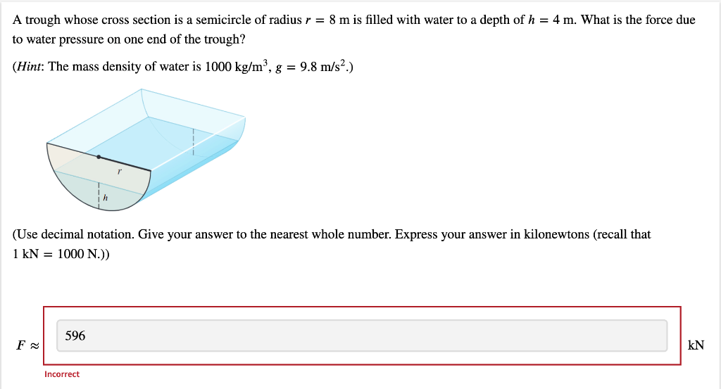 Solved A trough whose cross section is a semicircle of | Chegg.com