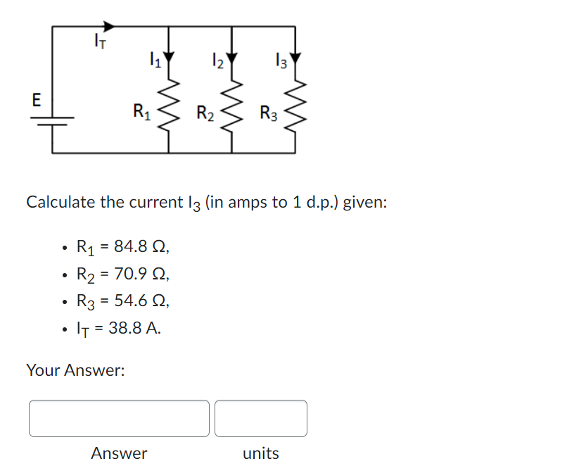 Solved Calculate the current I3 (in amps to 1 d.p.) given: - | Chegg.com