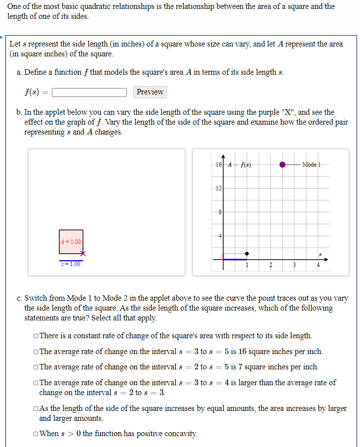 Solved One of the most basic quadratic relationships is the | Chegg.com