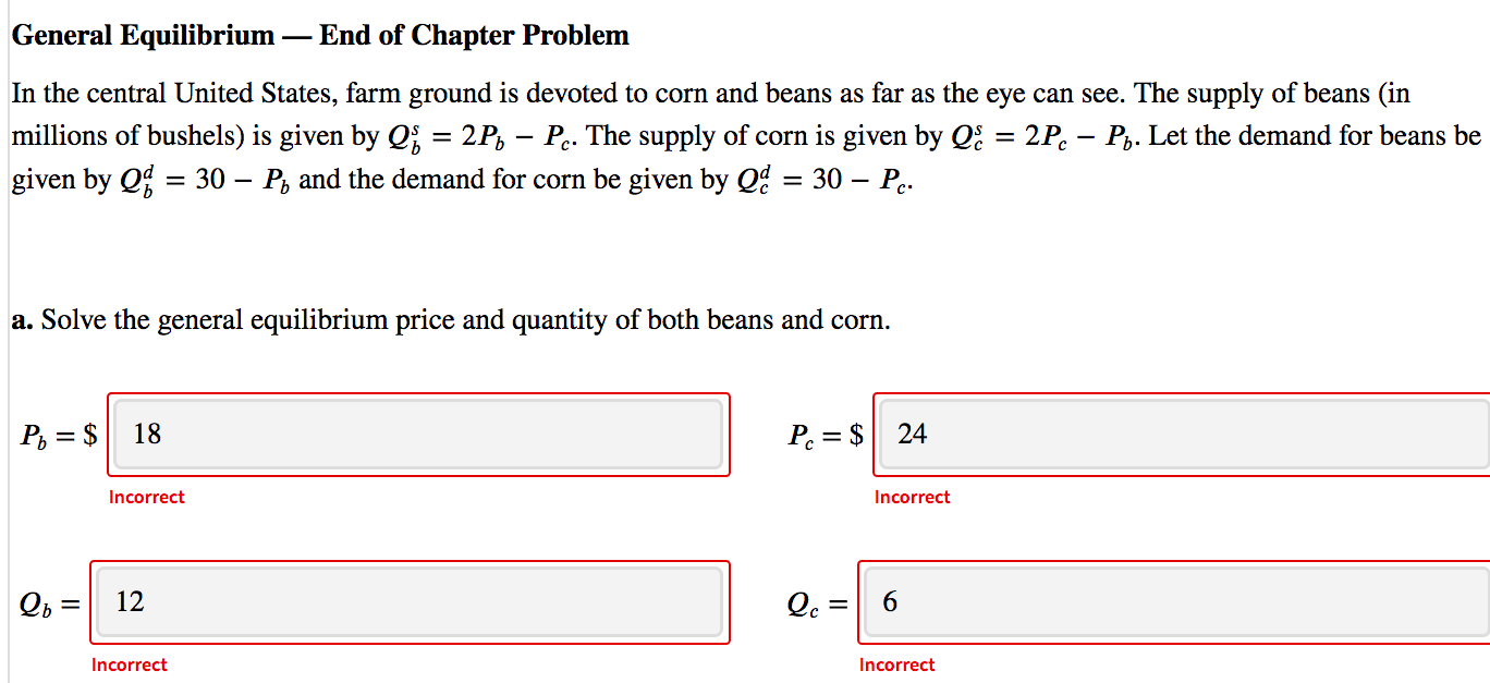 Solved General Equilibrium End of Chapter Problem In the | Chegg.com