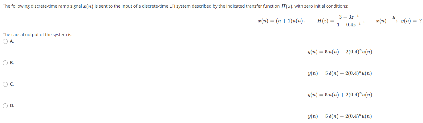 Solved The following discrete-time ramp signal (n) is sent | Chegg.com