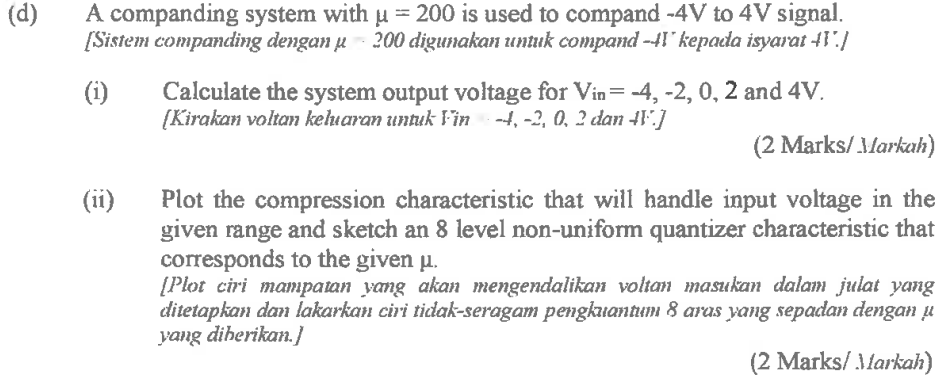 Solved 1) A companding system with μ=200 is used to compand | Chegg.com