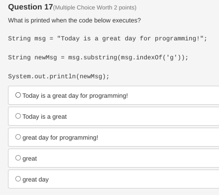 Solved Question 16(Multiple Choice Worth 2 points) Consider | Chegg.com