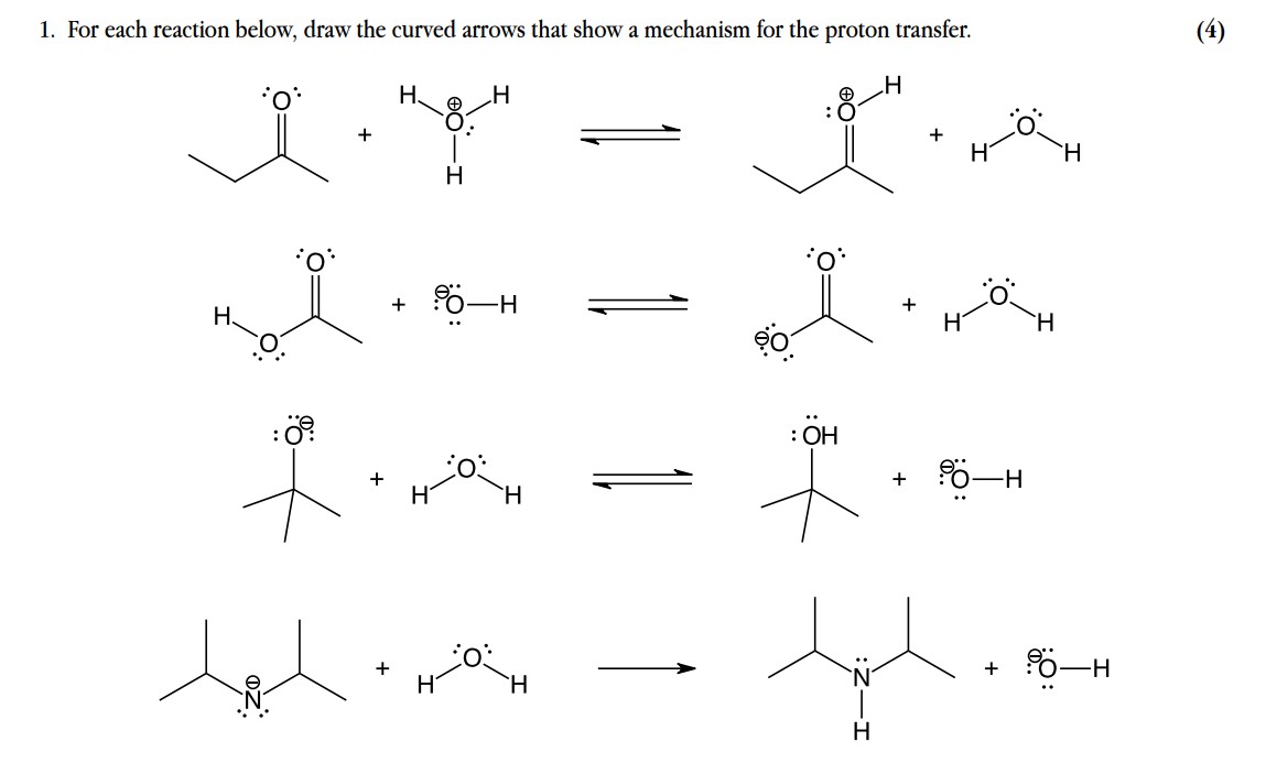 Solved for each reaction below, draw the curved arrows that | Chegg.com