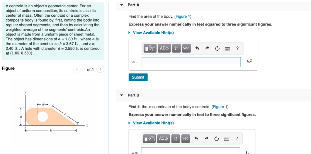 Solved Part A A centroid is an object's geometric center. | Chegg.com