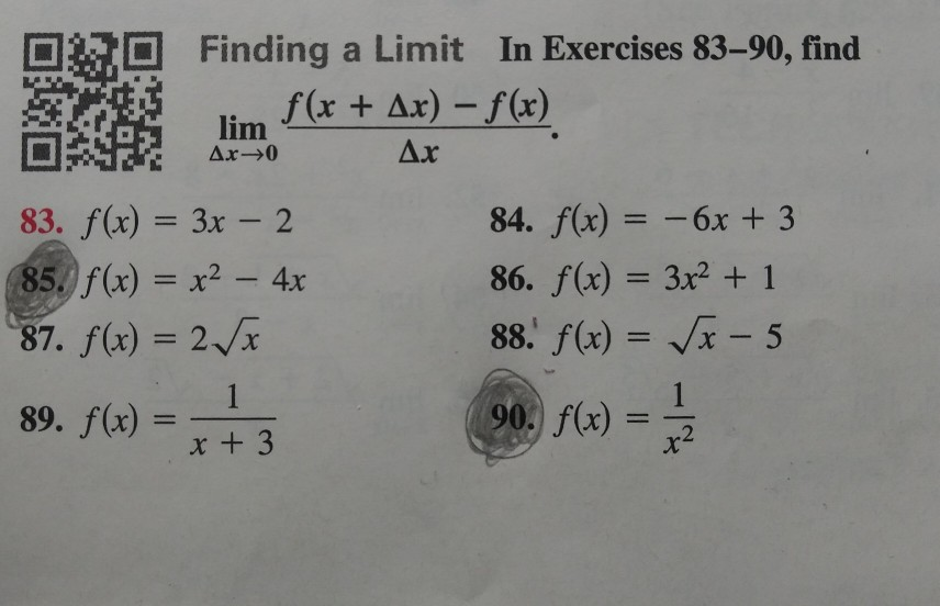 Solved Finding a Limit In Exercises 83-90, find f(x + Δx) - | Chegg.com