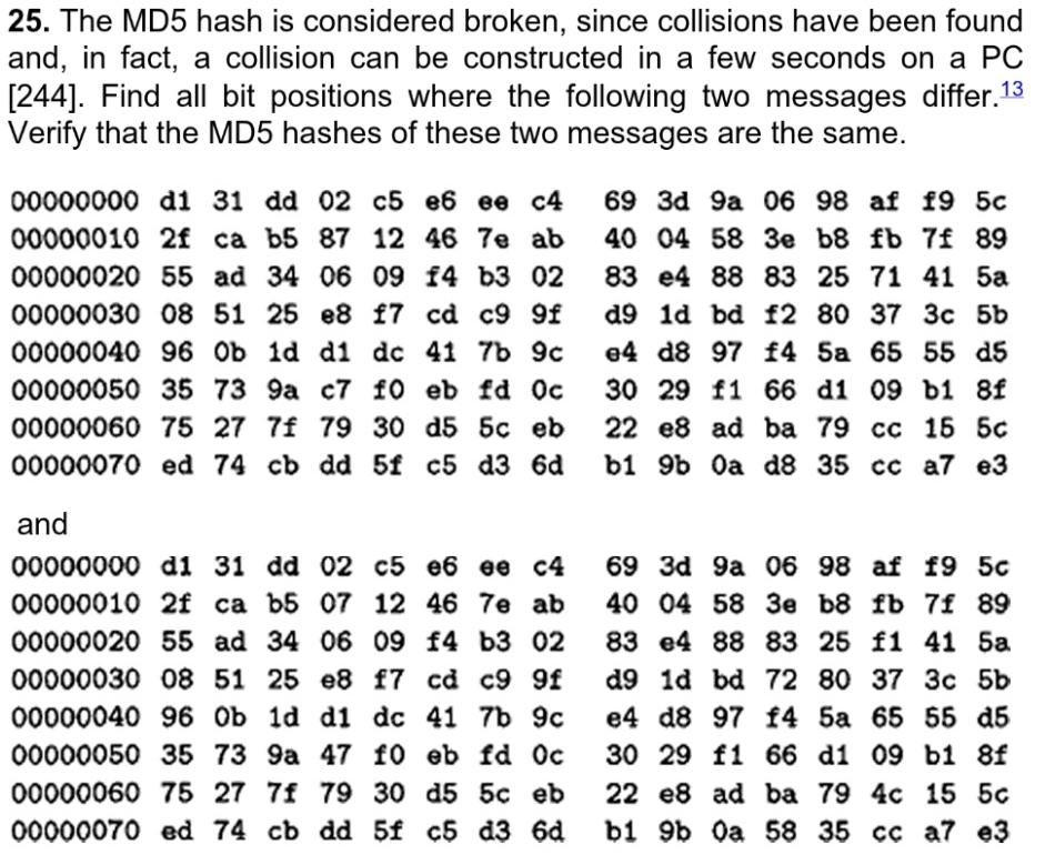 25. The MD5 hash is considered broken, since | Chegg.com