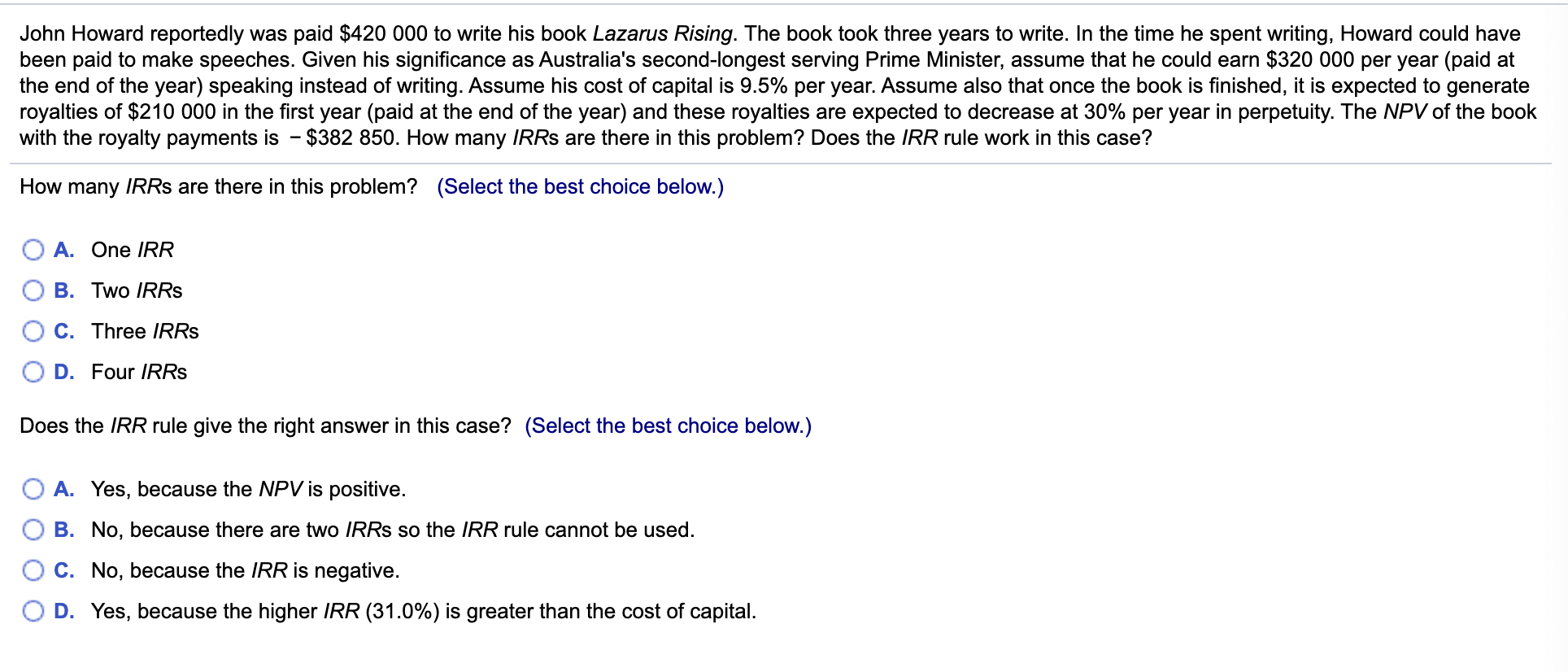 Solved John Howard reportedly was paid $420 000 to write his | Chegg.com