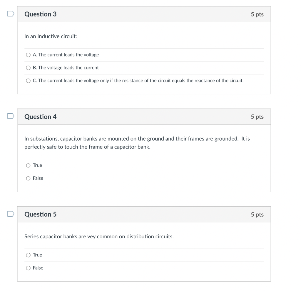Solved In an Inductive circuit: A. The current leads the | Chegg.com