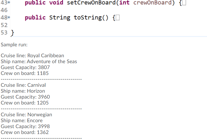 Solved create the Cruise class shown below. You should | Chegg.com