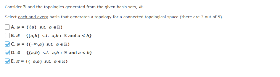 Solved Consider R and the topologies generated from the | Chegg.com