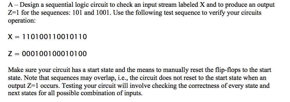 Solved A - Design a sequential logic circuit to check an | Chegg.com