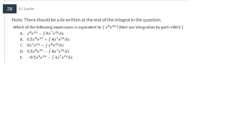 Solved Note: There should be a dx ﻿written at ﻿the end of | Chegg.com