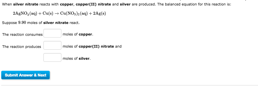Solved When silver nitrate reacts with copper, copper(II) | Chegg.com