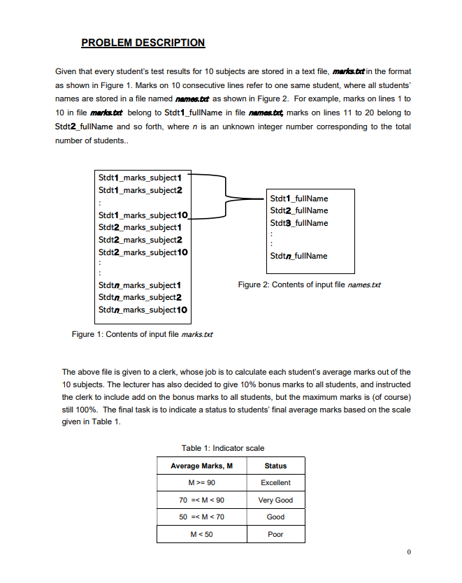 Solved PROBLEM DESCRIPTION Given that every student's test | Chegg.com