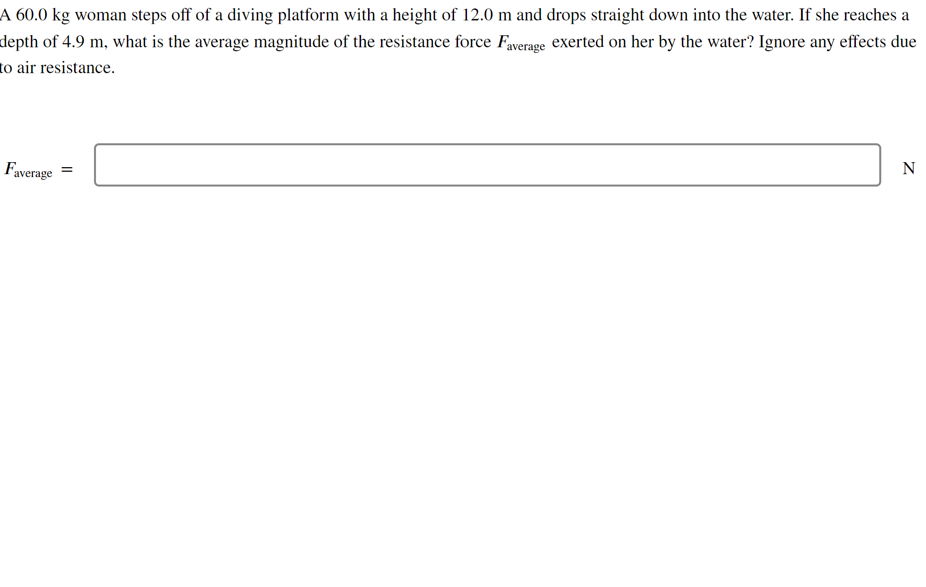 Solved A 60.0 kg woman steps off of a diving platform with a | Chegg.com