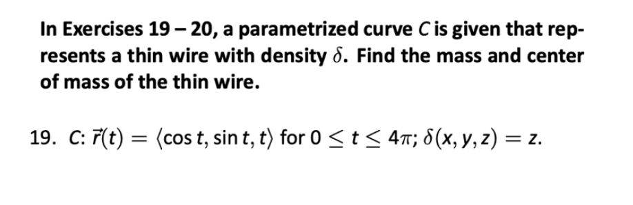 Solved In Exercises 19 – 20, a parametrized curve C is given | Chegg.com