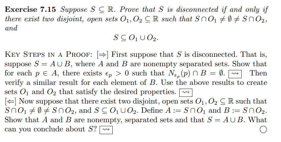 Solved Exercise 7.15 Suppose S⊆R. Prove that S is | Chegg.com