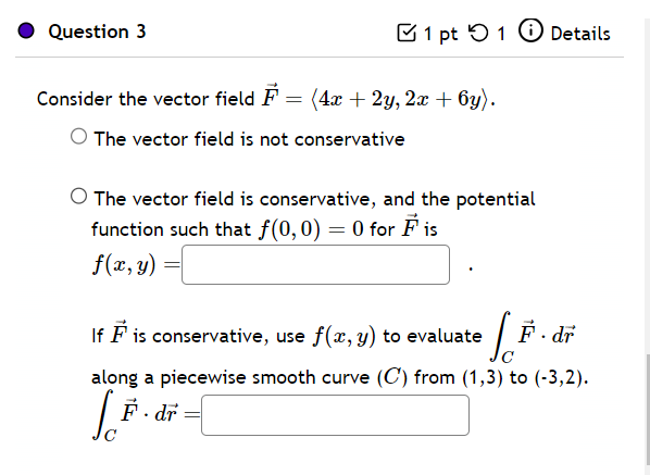 Solved Question 31 ﻿pt 1 (i) ﻿DetailsConsider the vector | Chegg.com