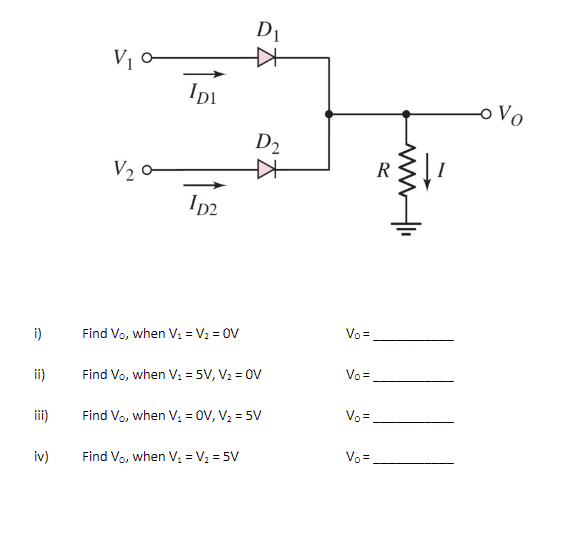Solved The circuit below is two ideal diodes (Vγ=0.5 V) and | Chegg.com