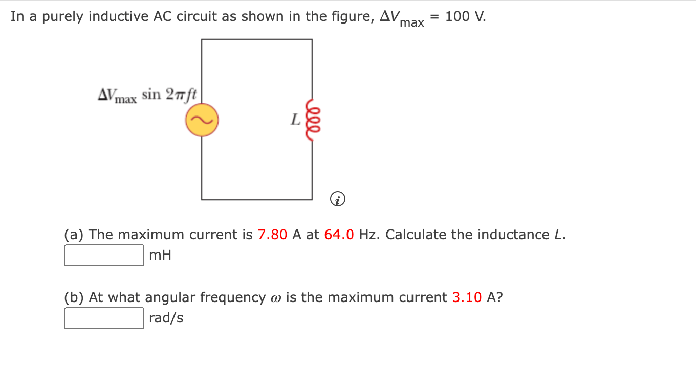 Solved In a purely inductive AC circuit as shown in the | Chegg.com