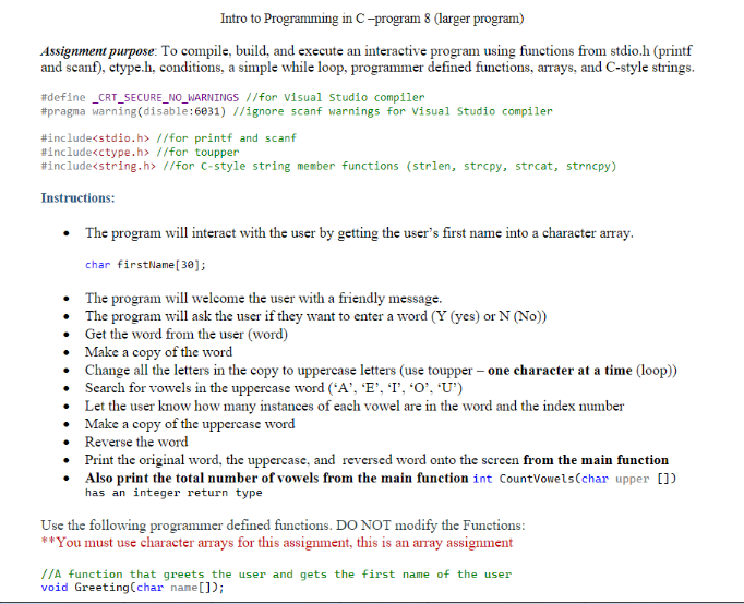 Solved Intro to Programming in C-program 8 (larger program) | Chegg.com