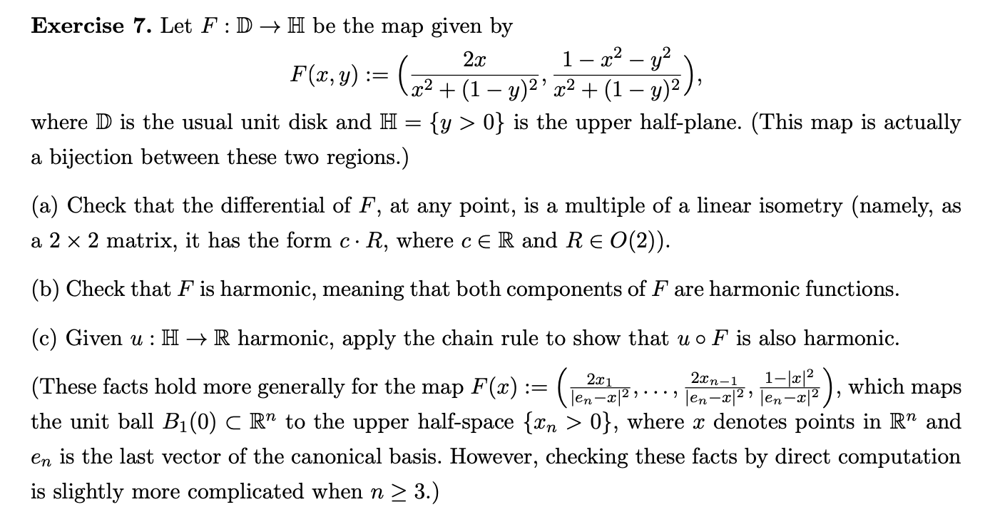 Exercise 7. Let F:D→H be the map given by | Chegg.com