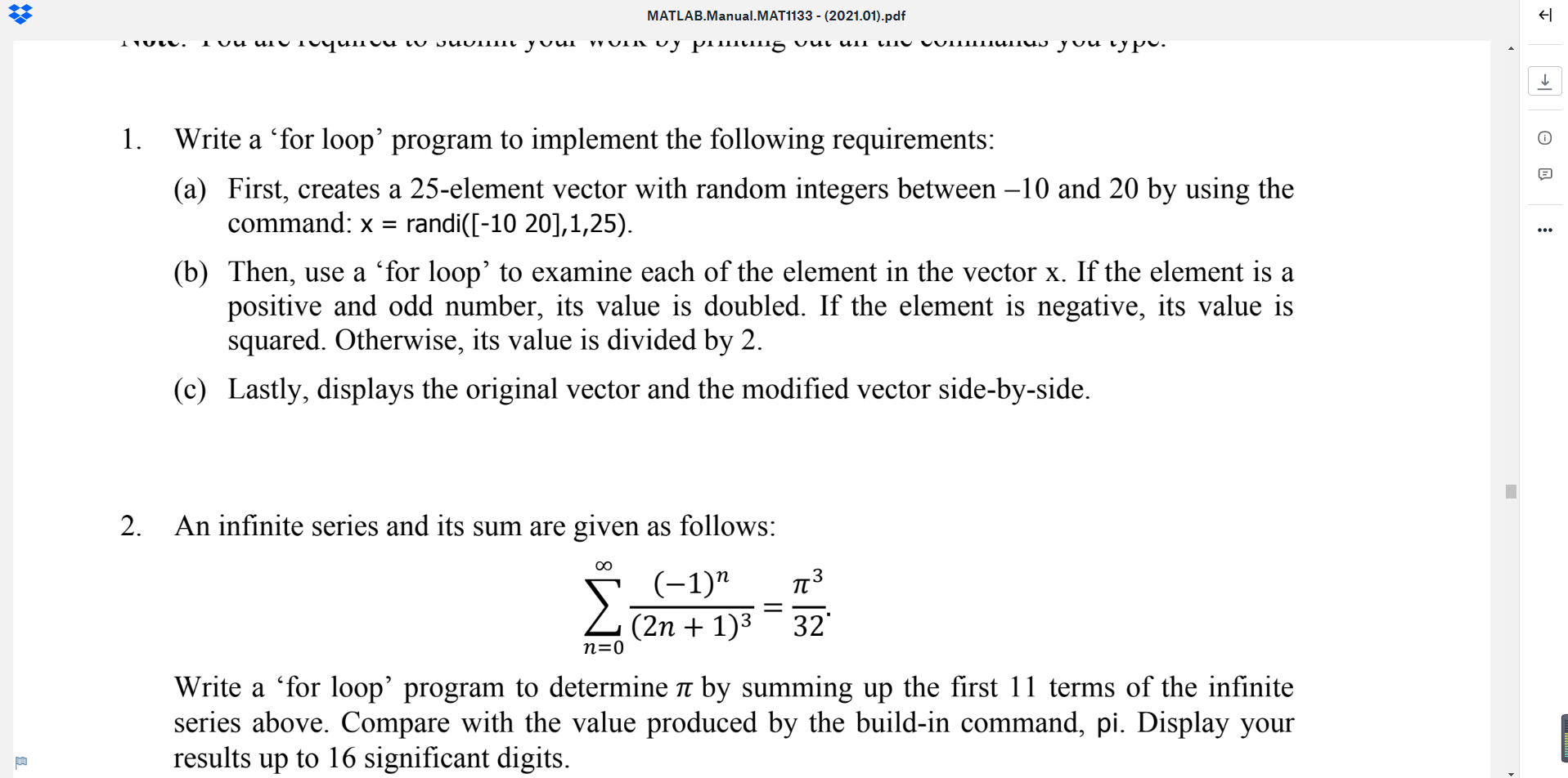 Solved 소 + MATLAB.Manual.MAT1133 - (2021.01).pdf vu u Tuqunu | Chegg.com