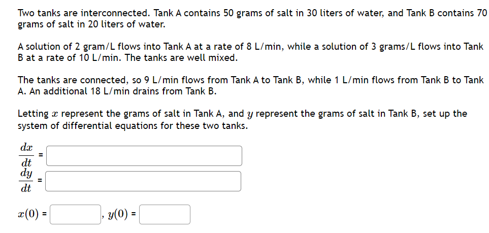 Two tanks are interconnected. Tank A contains 50 | Chegg.com