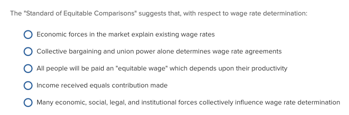 Solved The "Standard of Equitable Comparisons" suggests | Chegg.com