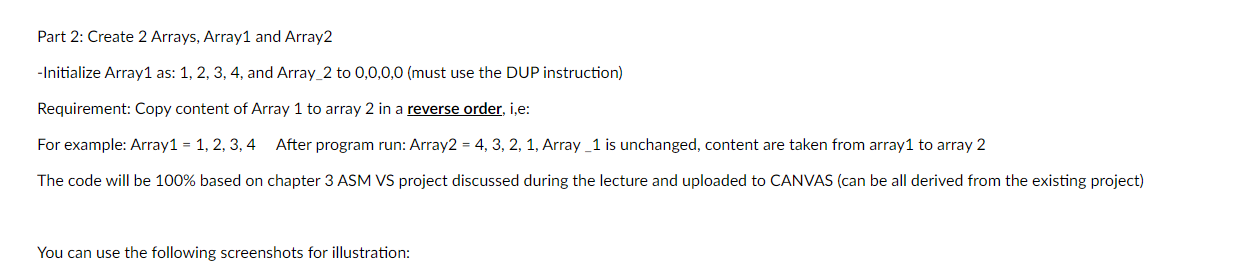 Solved Please Show Proof it Works Part 2: Create 2 ﻿Arrays, | Chegg.com