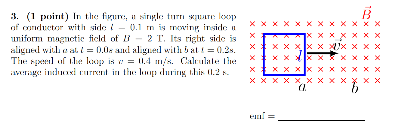 Solved xxx Х E 3. (1 point) In the figure, a single turn | Chegg.com