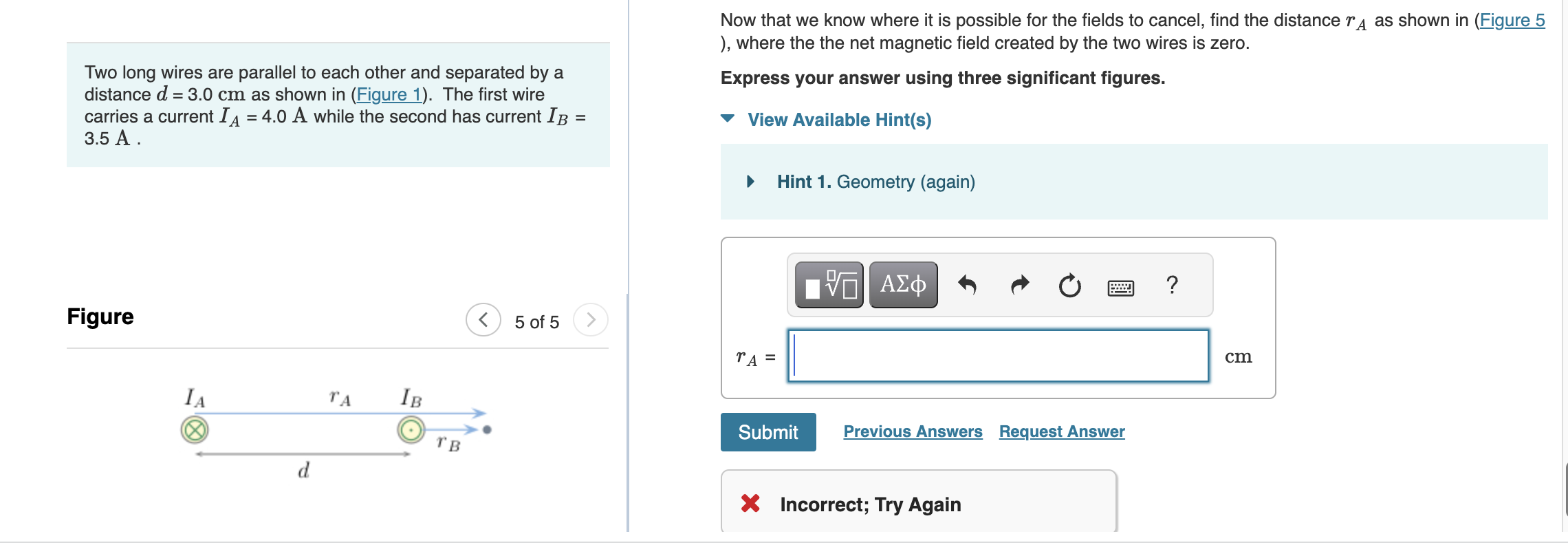 Solved Two long wires are parallel to each other and | Chegg.com