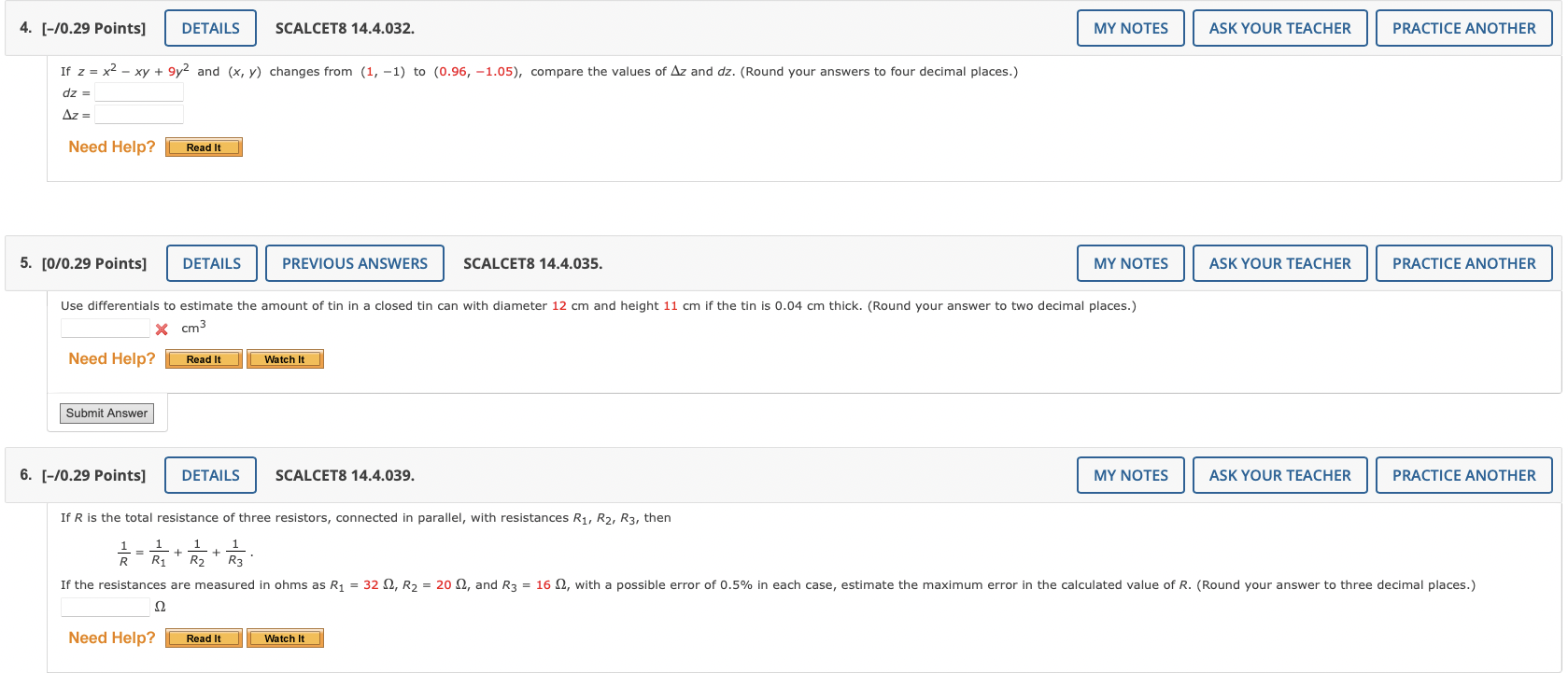 Solved 4. [-70.29 Points] DETAILS SCALCET8 14.4.032. MY | Chegg.com