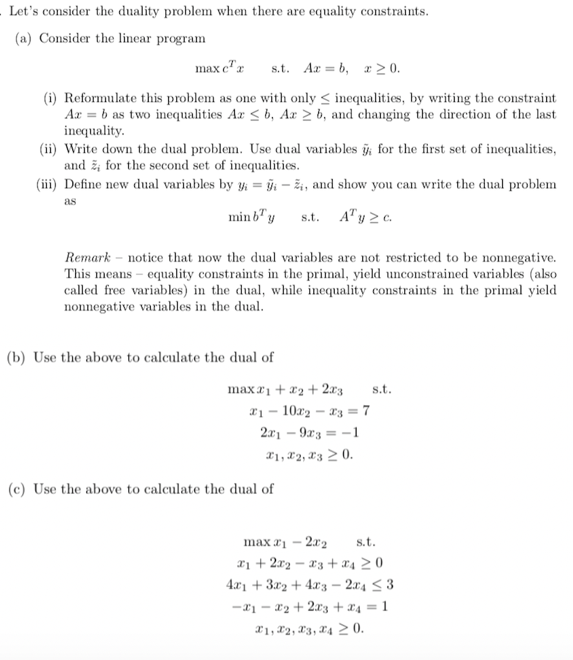 Solved Let's consider the duality problem when there are | Chegg.com