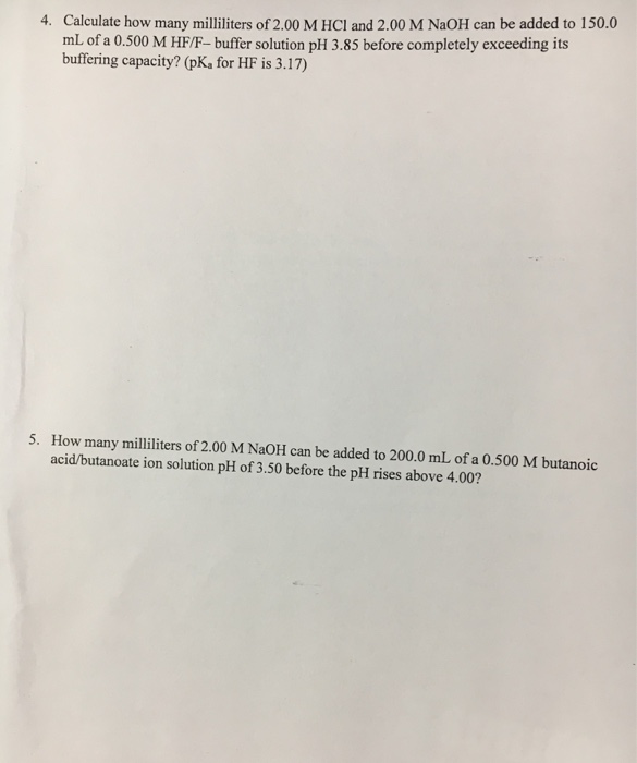 Solved Calculate how many milliliters of 2.00 M HCl and 2.00 | Chegg.com