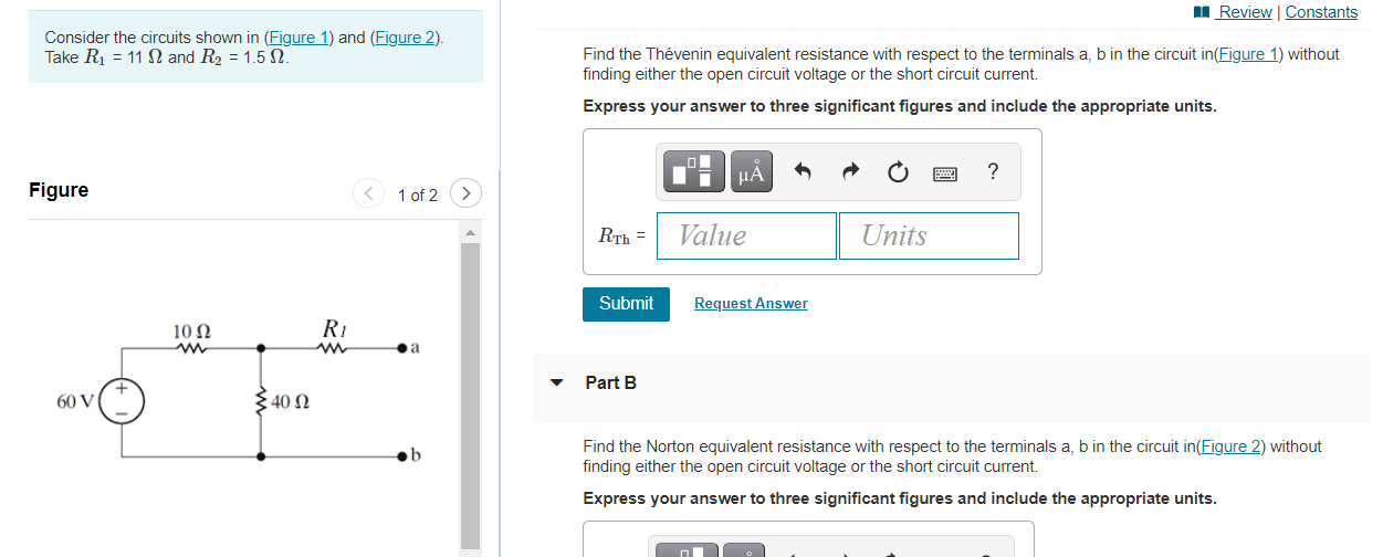 Solved Review Constants Consider the circuits shown in | Chegg.com