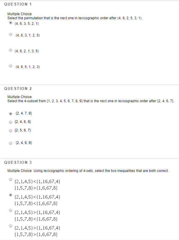 Solved Question 1 Multiple Choice Select The Permutation