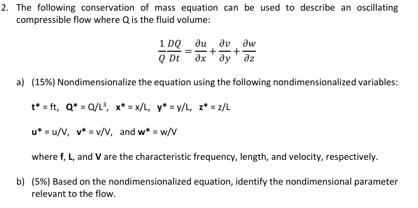 Solved The following conservation of ﻿mass equation can be | Chegg.com