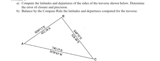 Solved a) Compute the latitudes and departures of the sides | Chegg.com