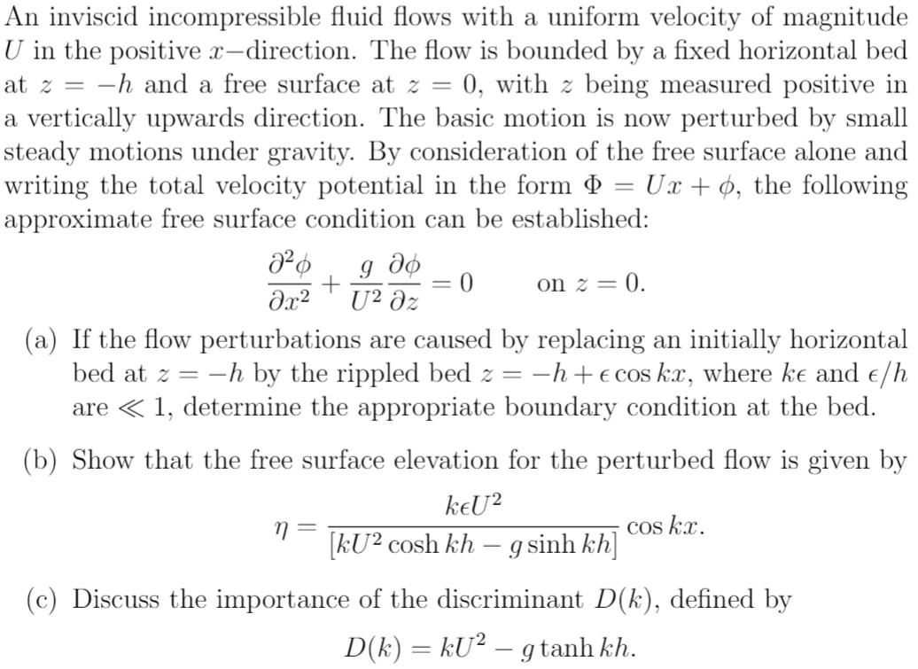 An inviscid incompressible fluid flows with a uniform | Chegg.com