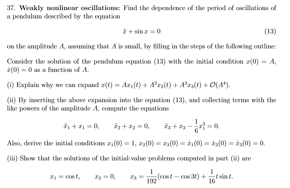 37. Weakly nonlinear oscillations: Find the | Chegg.com