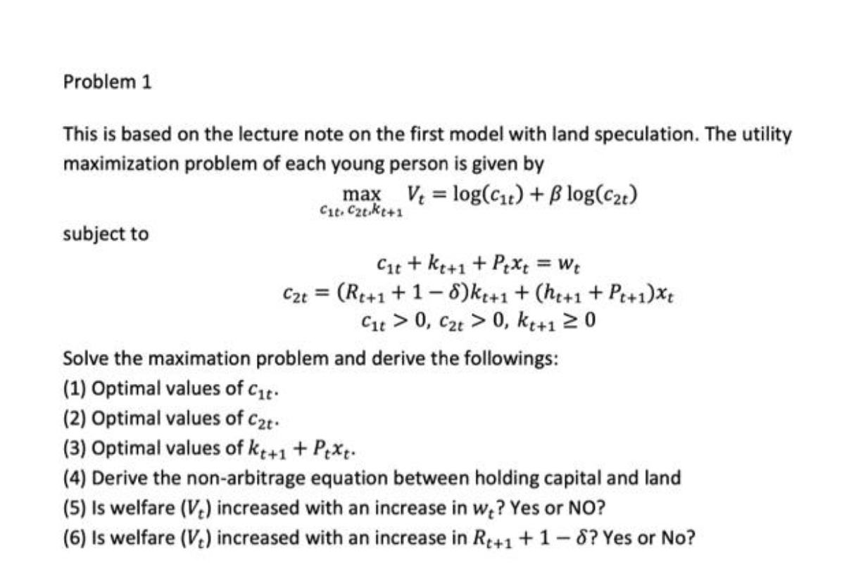 Solved This is based on the lecture note on the first model | Chegg.com