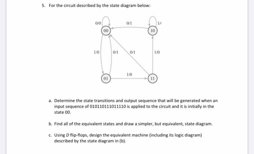 Solved 5. For the circuit described by the state diagram | Chegg.com