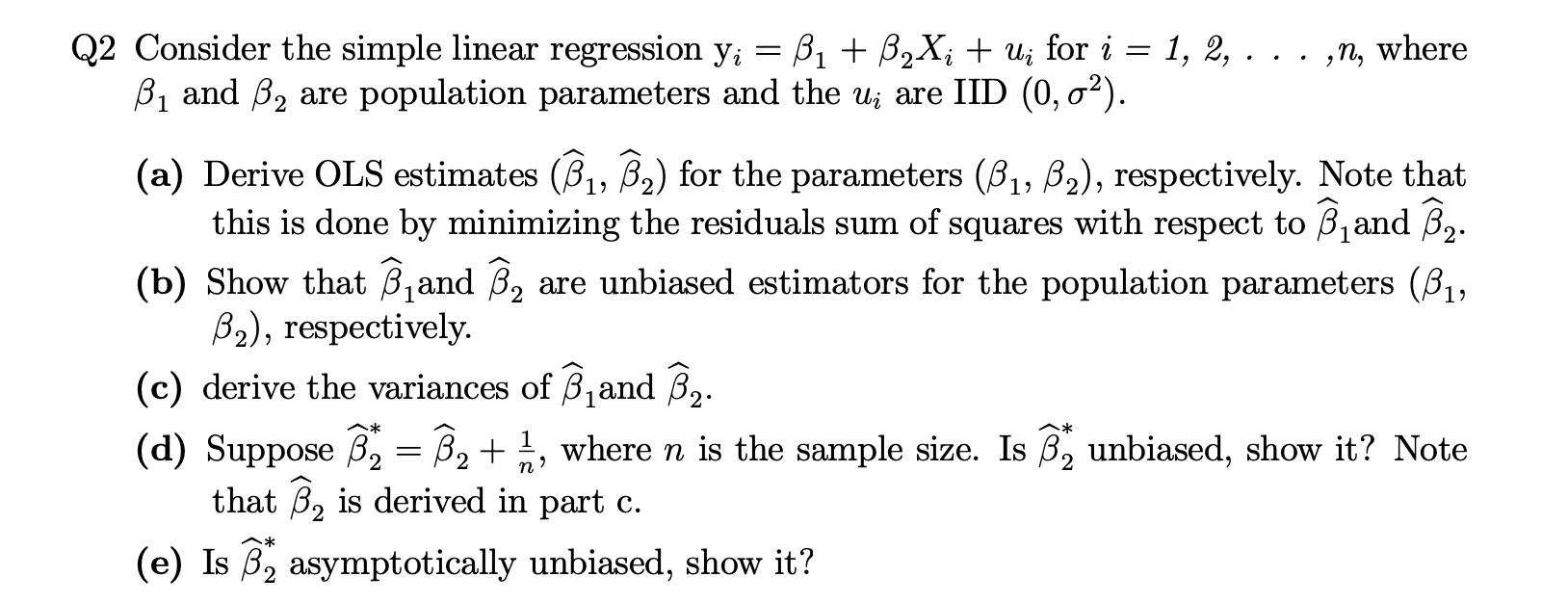 Solved Q2 Consider the simple linear regression | Chegg.com