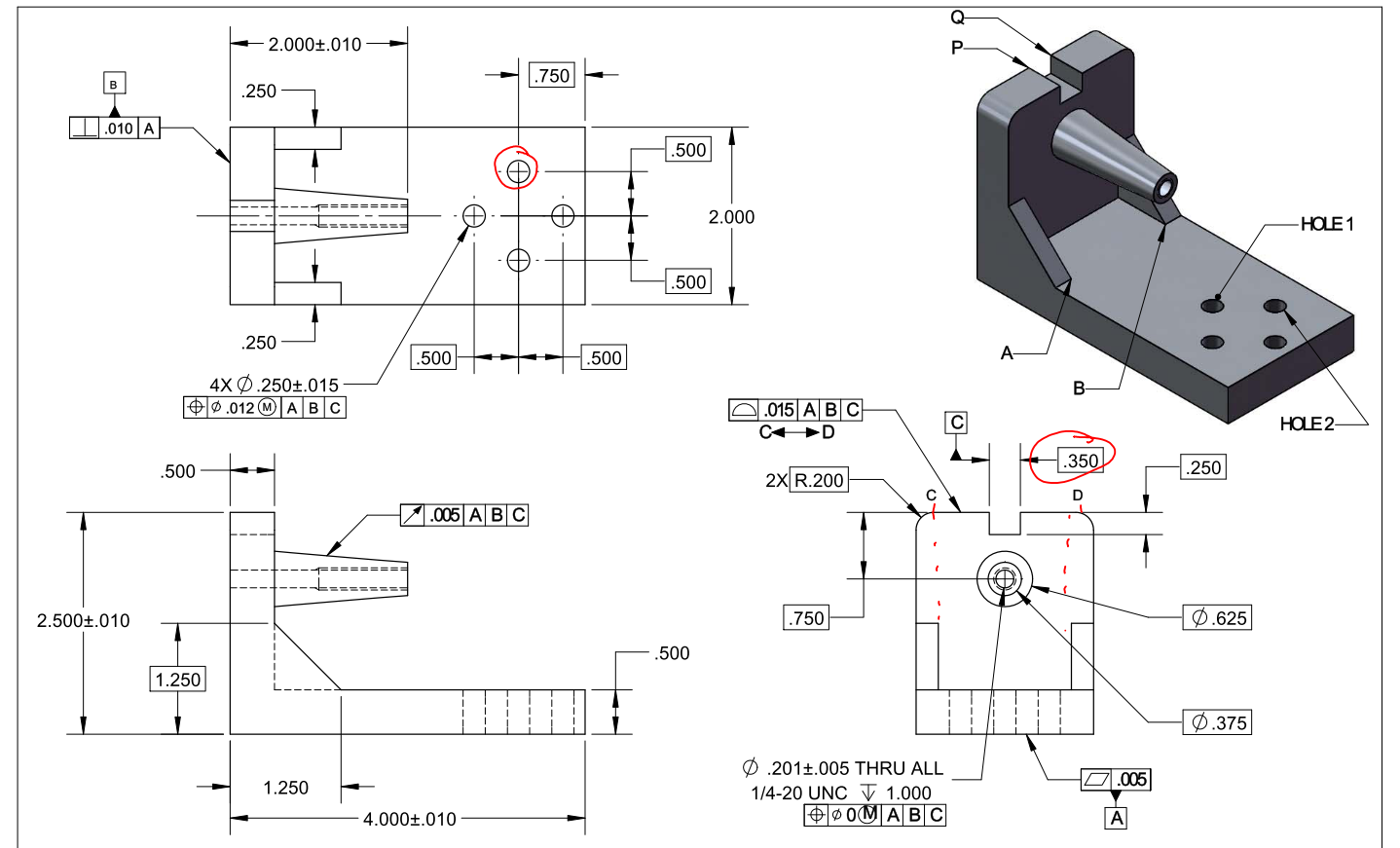 What position tolerance is allowed for hole 2 if it | Chegg.com