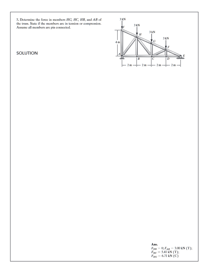 Solved Determine the force in members HG,HC,HB, ﻿and AB | Chegg.com