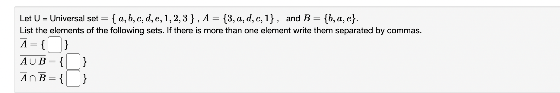 Solved Let U= Universal set | Chegg.com Solved Let U= Universal set | Chegg.com