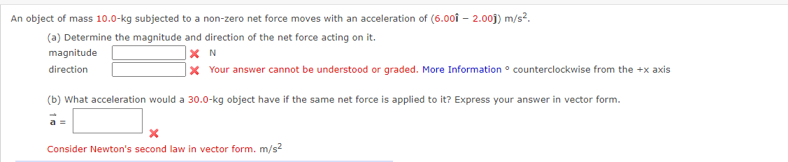 Solved n object of mass 10.0−kg subjected to a non-zero net | Chegg.com