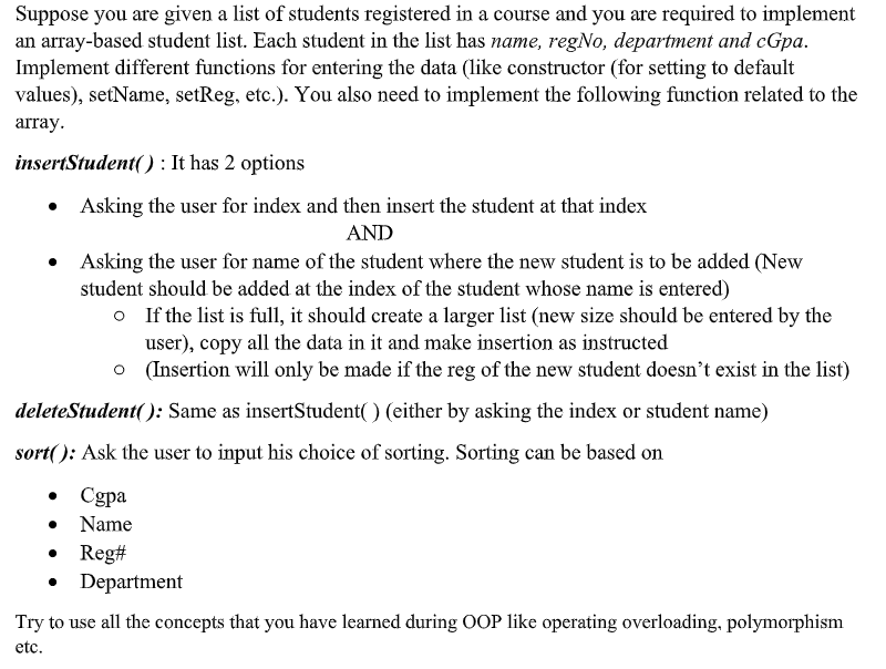 Solved Suppose you are given a list of students registered | Chegg.com